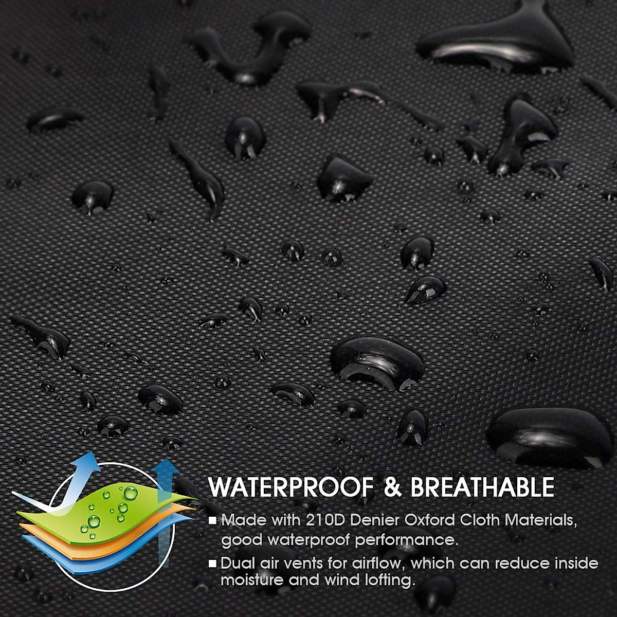 NEVERLAND Patio Furniture Cover, Outdoor Furniture Cover Waterproof, Heavy Duty and Anti-UV Outside Table and Chair Covers, for Deck, Lawn and Backyard, Black,70.87''L x 47.24" W x 27.95" H