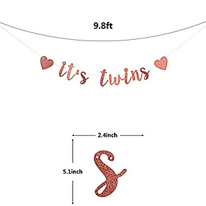 Glitter It's Twins Banner - Great for Baby Shower Boy Girl Wedding Anniversary Graduation Retirement Party Decor - Kids Birthday Party Decorations
