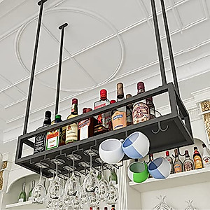 Black Wine Rack Wine Bottles Display Racks Glass Goblets Storage Shelf Ceiling Hanging Holder Wall Mounted Iron Shelving for Under Cabinet, Kitchen, Bar, Restaurants (Size : 120x25
