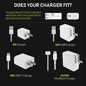 Fuse The Snap Back Charger Winder Compatible with Apple 12W iPhone, and iPad Chargers for Travel and Cable Management