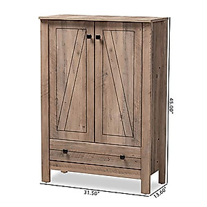 Baxton Studio Derek Shoe Cabinets, One Size, Natural Oak