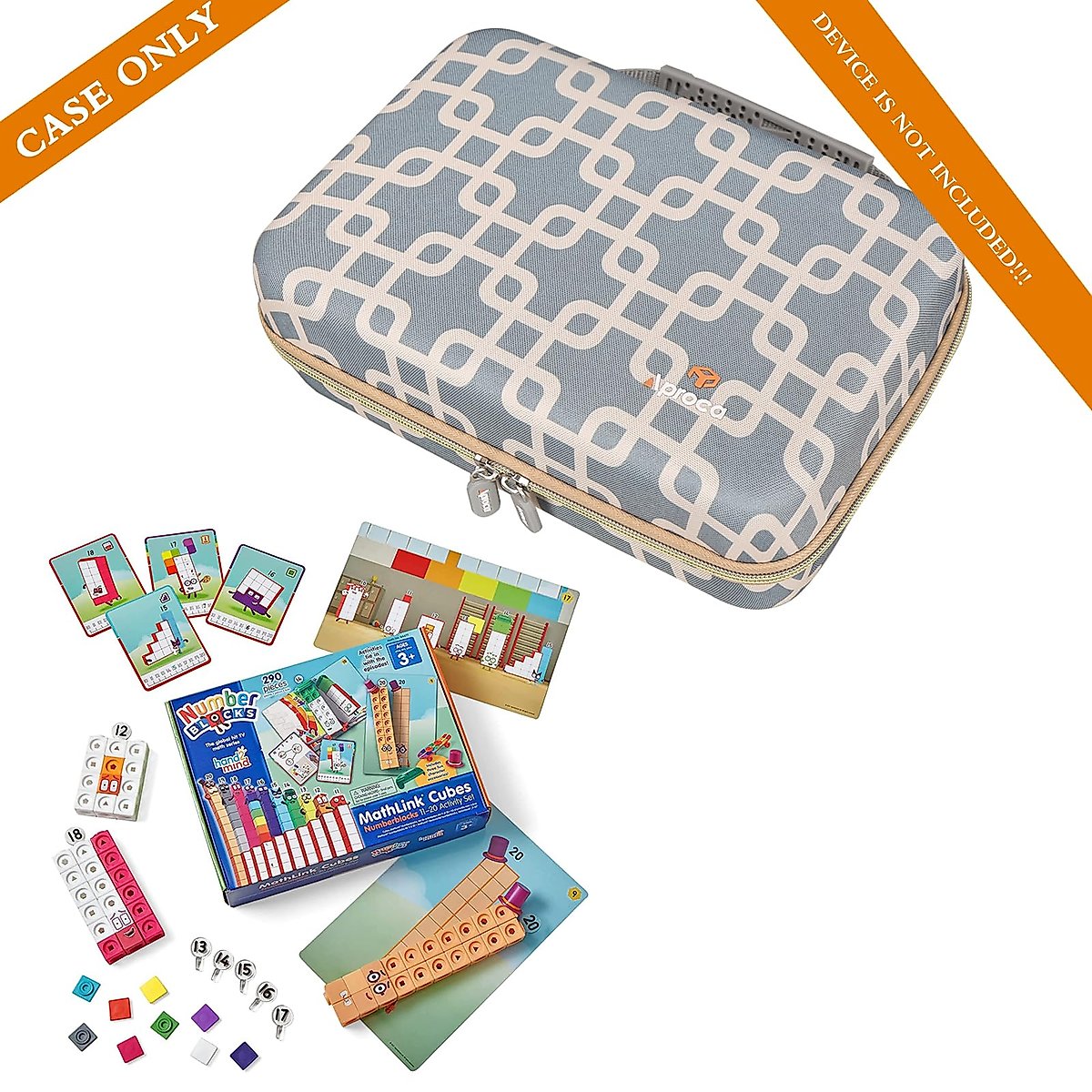 Aproca Hard Storage Travel Case, for hand2mind MathLink Cubes Numberblocks 11-20 Activity Set (Case Only)