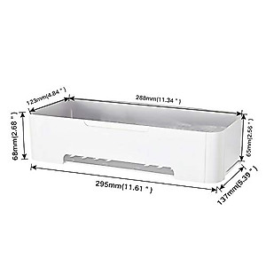 JOMOLA Shower Caddy Adhesive Bathroom Shelves Shower Shelf Caddy Wall Storage Basket Tray Bathroom Organizers Accessories Plastic, White