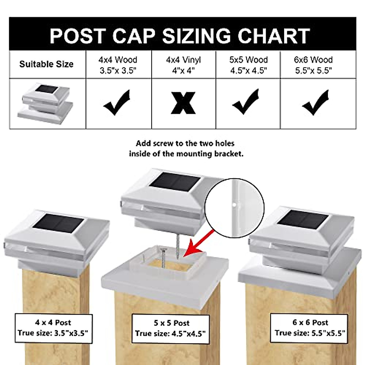 Dynaming 2 Pack Solar Post Lights, Outdoor Decorative Post Cap Light, Solar Powered White Shell Caps, High Brightness Warm White SMD LED Lighting for Fence Deck Patio, Fit 4x4, 5x5 or 6x6 Wooden Post