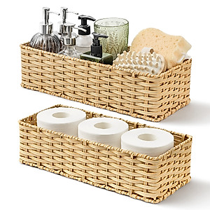 GRANNY SAYS Bundle of 2-Pack Wicker Storage Baskets & 2-Pack Wicker Baskets for Organizing
