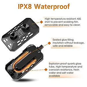 AQQA Aquarium Submersible Heater for Fish Tank,LED Temperature Display and Built-in Thermometer,External Controller Temperature Control Range 59℉-93℉,Safety Control Protects 25W