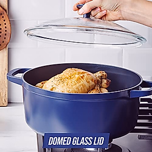 Blue Diamond Cookware Diamond Infused Ceramic Nonstick, 4.5QT Dutch Oven with Glass Lid, Lightweight Design, PFAS-Free, Dishwasher Safe, Blue