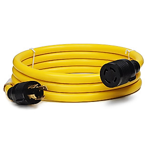 PLIS NEMA L14-30P to L14-30R Generator Twist Lock Outdoor Extension Cord，4 Prong 10 Gauge SJTW Cable, Generator Locking Power Cord with UL Listed, 125/250V,30Amp,7500W,10ft