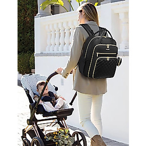 LOVEVOOK Baby Diaper Bag,Waterproof Diaper Backpack with USB Charging Port for Baby, Large Capacity Fit for 15.6 inch Laptop, Black