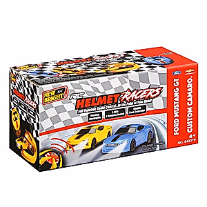 New Bright Mini R/C Mustang GT & Camaro Helmet Racers RC Cars, 2 Pack Set