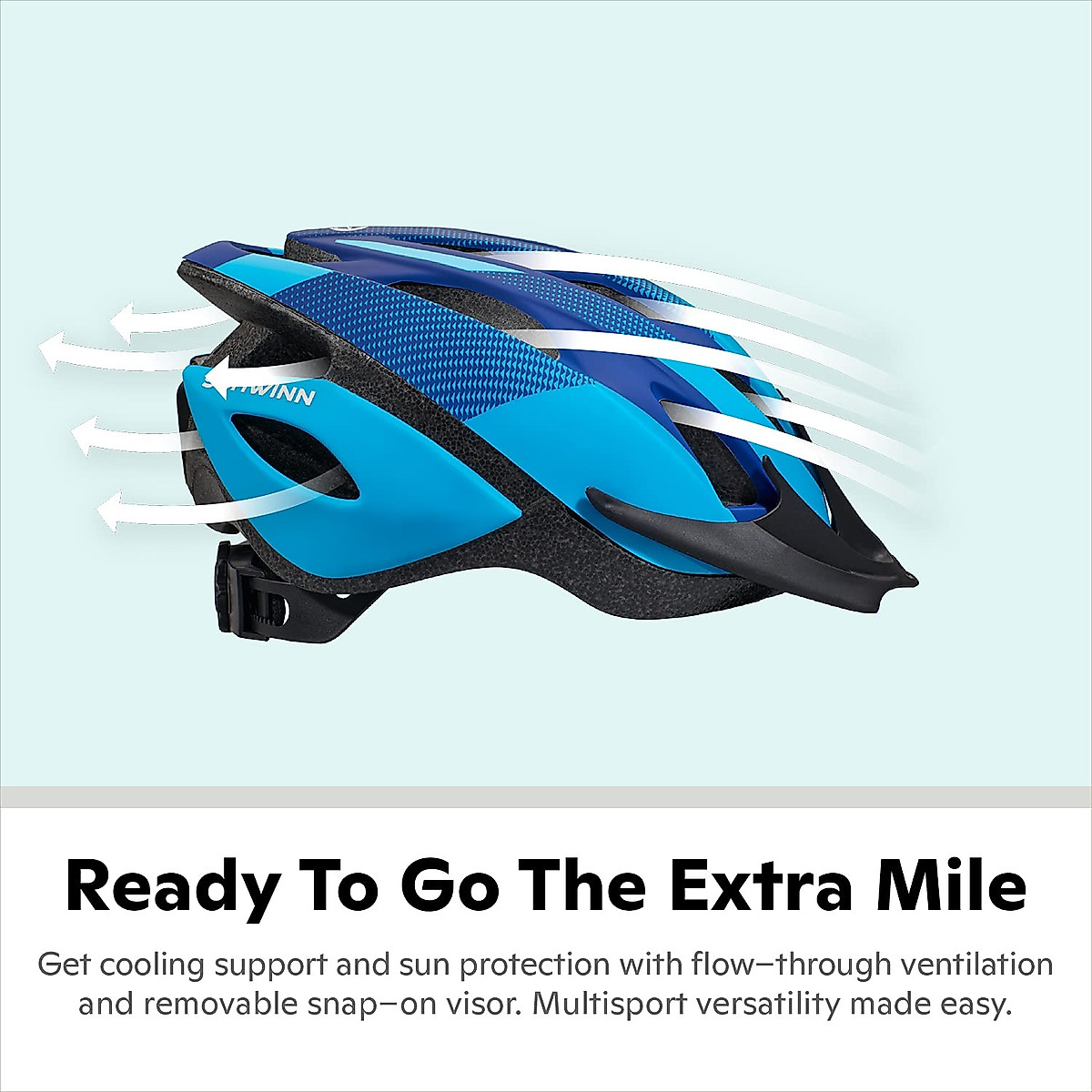 Schwinn Thrasher Kids Bike Helmet, Boys And Girls, Fits 50 - 54cm Circumference, Ages 5-8 Year Olds, Lightweight, Detachable Visor, CPSC Safety Certified, Child, Blue