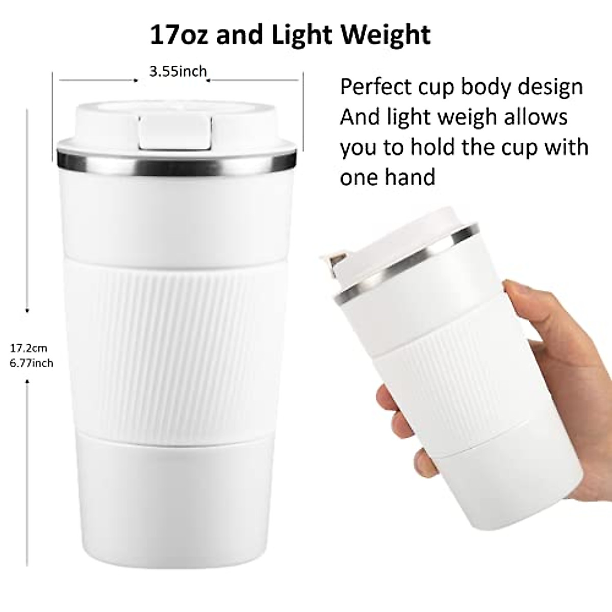 17oz. Coffee Travel thermos ,Stainless Steel Travel Mug&Tumbler Vacuum Insulated Cup(White)