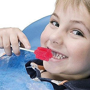 MUNKCARE Disposable Oral Foam Swab with Mint Flavored, Individually Wrapped, Red, Box of 50 Counts