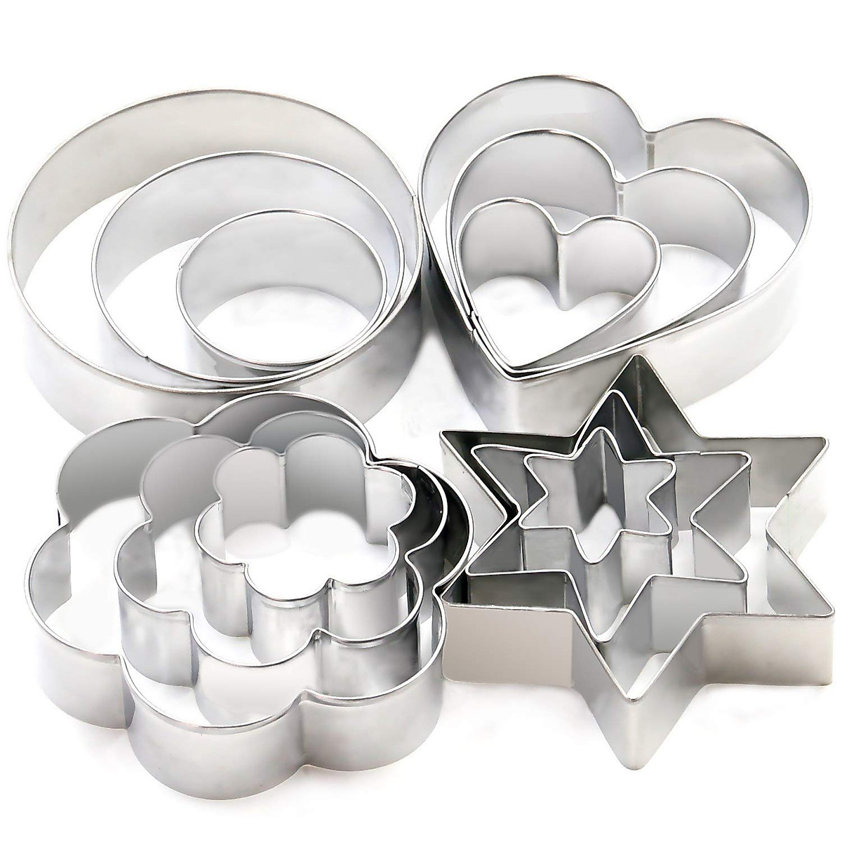 Cookie Cutters Set - Cookie Cutters Mini Geometric Shapes Cookie Cutters, Vegetable Shape Cutters for Kitchen, Baking, Halloween & Christmas, 12 Pcs (white)