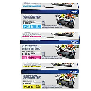 Brother Genuine TN331C, TN331M, TN331Y Color Laser Cyan, Magenta and Yellow Toner Cartridge Set