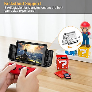 Protective Case for Nintendo Switch, KENOBEE Thicken TPU Switch Cover With Adjustable Kickstand & Detachable Game Holder, Grip Case Protector for Nintendo Switch Console and Joy-Con Controller