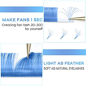 Colored Lash Extensions 0.07 D Durl 14mm Ombre Blue Lash Extensions 14mm-16mm Easy Fan Volume Lash Extensions C/D Curl Color Lashes Extension Ombre Colored Lashes Extensions (Blue 0.07D 14)