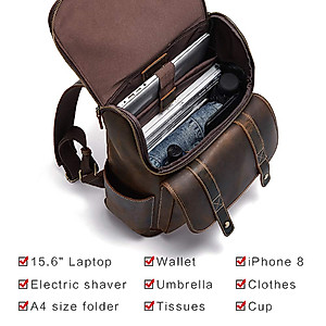 BOSTANTEN Genuine Leather Wallets for Men ＆ Leather Backpack for Men 15.6 inch Laptop Backpack Shoulder Bag