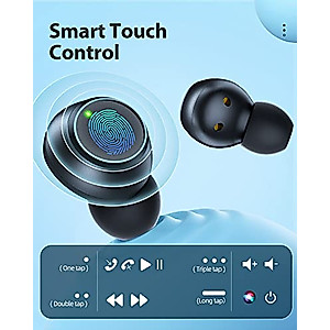 KOVON Wireless Earbuds Upgraded 5.3 Headphones with LED Power Display Charging Case IPX7 Waterproof Ear Buds in-Ear Earphones with Microphones for Android Gaming PC Computer Laptop TV Sport Music