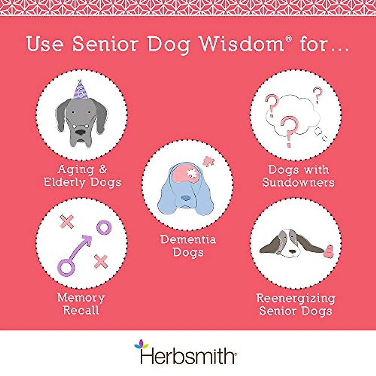 Herbsmith Senior Dog Wisdom – Dog Dementia Supplement – DHA for Senior Dog Brain Health - Senior Supplement for Dogs- 60ct Small Chews