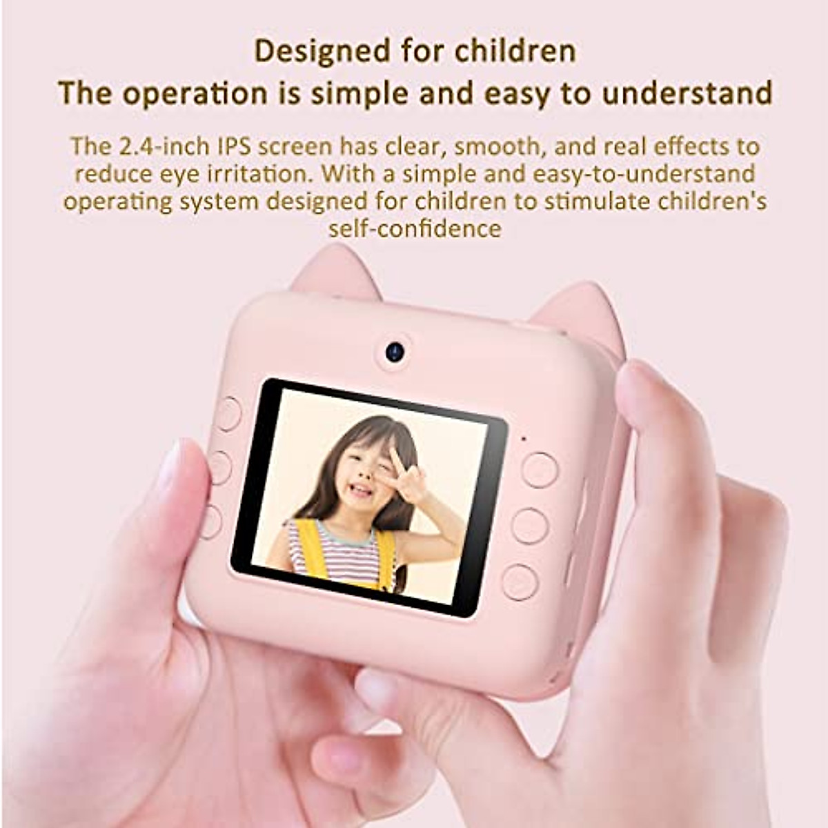 QSYY Printable Children's Camera, Wrong Title Printer, Photo Video Digital Camera, Birthday for Boys and Girls, with 32G Memory and Printing Paper,Pink