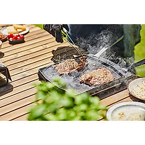 Ooni Dual-Sided Grizzler Plate - Reversible Cast Iron Pan - Cast Iron Skillet with Removable Handle - Cast Iron Griddle - Pre-Seasoned Oven Safe