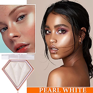 Glitter Blush Shimmer Highlighter Blusher Powder Makeup Face Highlighter Palette,Natural Lasting Shiny Contouring Palette Highlighter Concealer Face Contour Powder Makeup(#01 Pearl White）