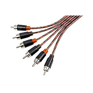 ALPHASONIK 17 Feet Premium 6 Channel Hyper-Flex RCA Interconnect Signal Patch Audio Cable with X-Radial Twist Wire Technology 100% Oxygen Free Copper Element Certified Multiple Applications FLEX-R66