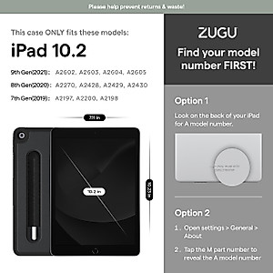 ZUGU CASE for 10.2 Inch iPad 7th / 8th / 9th Generation Case (2021/2020/2019), Protective, Thin, Sleek Design, Magnetic Stand, Sleep/Wake Cover, Magnetic Cover, Black