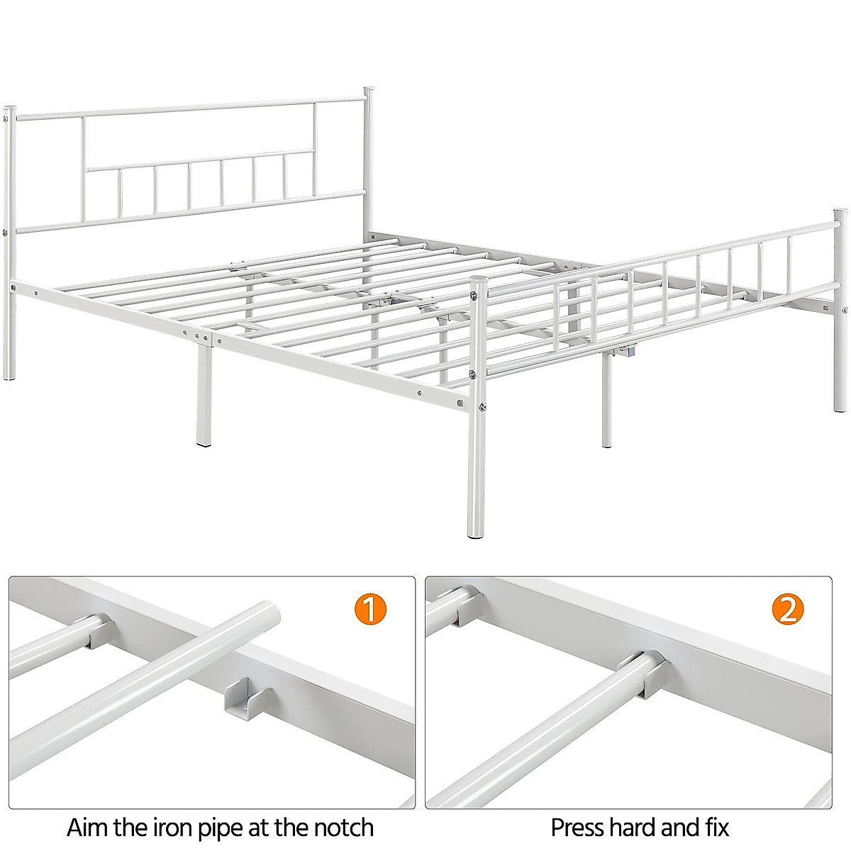 Yaheetech 13 inch Twin Size Metal Bed Frame with Headboard and Footboard Platform Bed Frame with Storage No Box Spring Needed Mattress Foundation Black