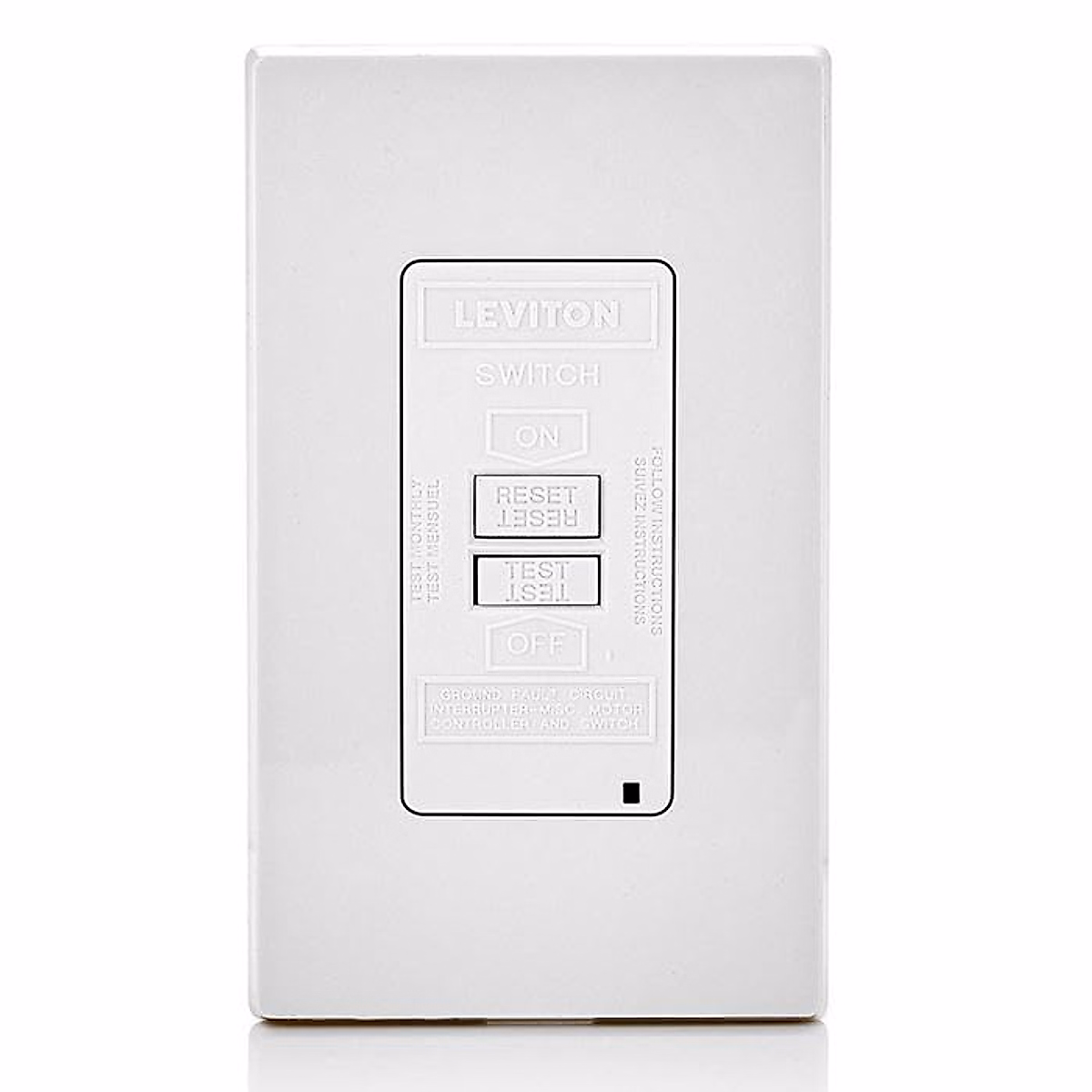 Leviton Blank Face GFCI, 20 Amp, Self Test, LED Indicator Light, Provides GFCI Protection where an Outlet is not Needed, GFRBF-W, White