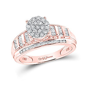 10kt Rose Gold Round Diamond Cluster Bridal Wedding Engagement Ring 1/2 Cttw