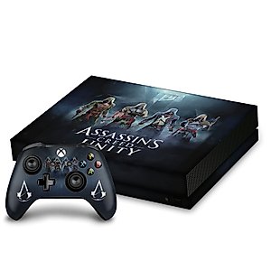 Head Case Designs Officially Licensed Assassin's Creed Group Unity Key Art Vinyl Sticker Gaming Skin Decal Cover Compatible With Xbox One X Console and Controller Bundle
