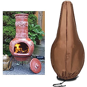 Chiminea Covers Waterproof, Protective Fire Pit Heater Cover, Chiminea Caps, Outdoor Patio Chiminea Covers, Durable Cover for Clay Chiminea , Brown (M:12"X28"X48")
