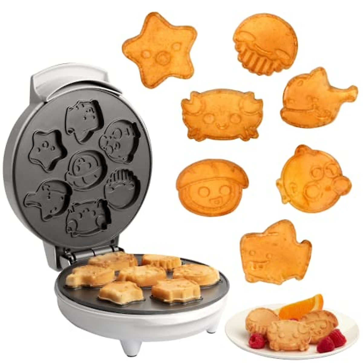 Sea Creature Mini Waffle Maker- Create 7 Different Ocean Animal Shapes in Minutes, Make Breakfast Fun and Cool for Kids & Adults w/ Novelty Aquatic Pancakes - Electric Non-Stick Waffler Iron, Fun Gift