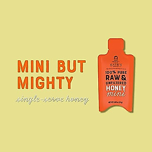 Nate's Honey Minis - Single-Serve 100% Pure, Raw & Unfiltered Honey – 0.49oz Packets, 20ct box