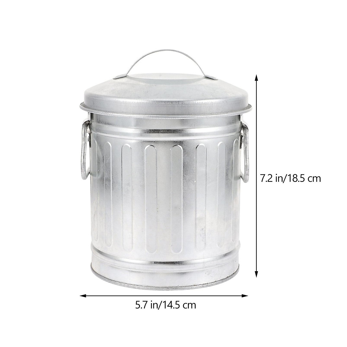 DIYEAH Mini Galvanized Trash Can with Lid, Mini Desktop Wastebasket Small Metal Buckets Metal Rubbish Bin Garbage Can Flower Pot Pen Holder for Kitchen Countertop A