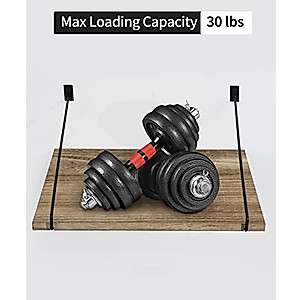 Maxpeuvon Deep Floating Shelves, 12" Deep Wood Wall Mounted Shelf Rustic Large Storage Rack for Home Decor Disply, Cat Hanging Organizer for Bedroom Bathroom Kitchen Living Room Laundry, Set of 2