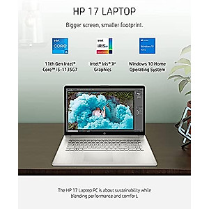 2021 Newest HP 17 Laptop, 17" HD+ Anti-Glare Screen, 11th Gen Intel Core i5-1135G7, Intel Iris Xe Graphics, 16 GB RAM, 1 TB PCIe SSD, Long Battery Life, Webcam, Mics, Win10, Silver + Microfiber Cloth