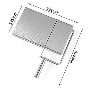Stainless Steel Cheese Slicer - Multipurpose Cheese Slicer Board & Food Cutter with 4" Blade, 5" x 8" with Accurate Size Scale for Cutting Cheese Butter Vegetables Sausage Herbs & More (No Wire)