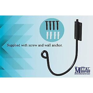 The Metal Magician Garden Hose Holder Wall Mounted Water Pipe Hanger Heavy Duty Metal Pipe Hook for Outside Yard Ideal for Extension Cords, Ropes (Black) (Hose Hook)