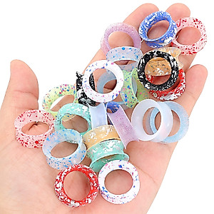 Qmcandy 24pcs Soft Flexible Silicone Ear Tunnels Glitter Spattered with Spots Gauges Piercing Jewelry 20mm