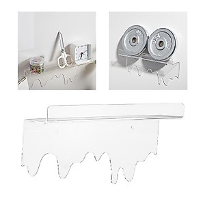 Leefasy Acrylic Floating Wall Ledge Shelf, Wall Mounted Bookshelf, Invisible Spice Rack, Clear Bathroom Storage Shelves Display,Hanging Shelves for Wall Storage - Flowing Water