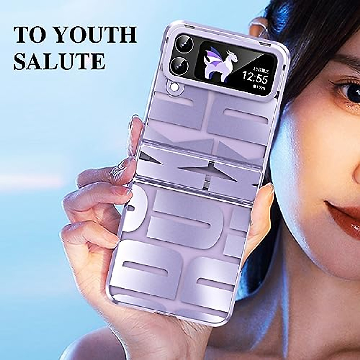 Cell Phone Case Ultra-Thin Lightweight Case Compatible with Samsung Galaxy Z Flip 3 with Hinge+Camera Lens Protector Shockproof Full Protective Rugged Cover (Electroplating) with Hard Protective Body