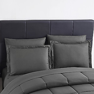 King Size Comforter Set 8 Piece Bed in a Bag with Bed Skirt, Fitted Sheet, Flat Sheet, 2 Pillowcases, 2 Pillow Shams, King, Greek Key Gray