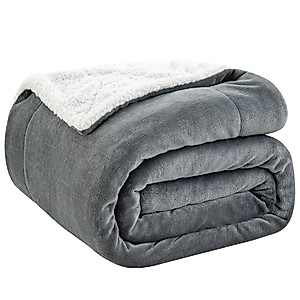 BEDELITE Sherpa Fleece Blanket - Thick Warm Blankets for Winter, Reversible Soft & Cozy Fluffy Throw Blanket for Couch and Bed (Grey, 50" X 60")