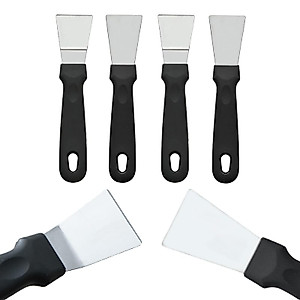 4 Pack Stainless Steel Scraper - Stove Oven Scrapper - None-Scratches Putty Scraper for Kitchen Cleaning,Wallpaper Scraper, Paint Scraper