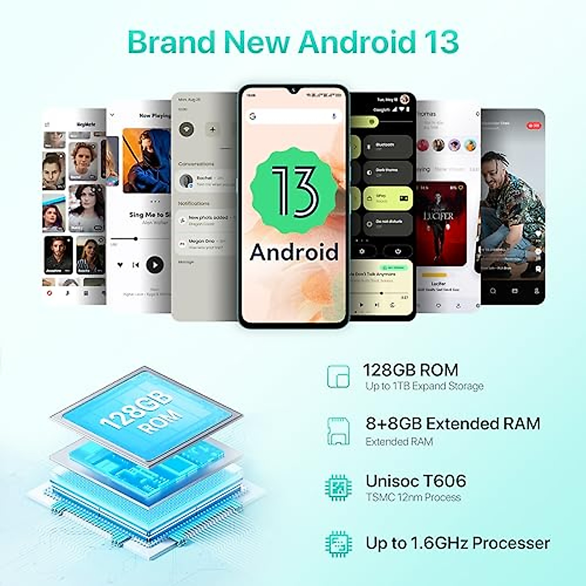 UMIDIGI A15C (8+8GB RAM+128GB ROM) Android 13 NFC Unlocked Cell Phone，48MP Ultra-Clear AI Camera Mobile Phone,5000mAh Battery Smartphone,6.7" HD Full View Display Dual Unlock Phone-Pearl White…