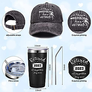 Sieral 5 Pcs Retirement Gift set for Men Funny Retired Presents Include Insulated Tumbler Baseball Cap Full Length Lounge Socks Keychain with Gift Box for Coworkers, Retired People, Dad (Tree Style)