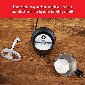 ZWILLING Enfinigy Milk Frother, Hot and Cold Foam Electric Milk Frother, Velvety, Creamy Microbubbles for Milk and Plant-based Milk Substitutes - Black
